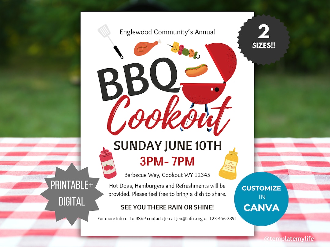 BBQ Invitation Flyer PTA PTO Template Back to School Bbq Party ...