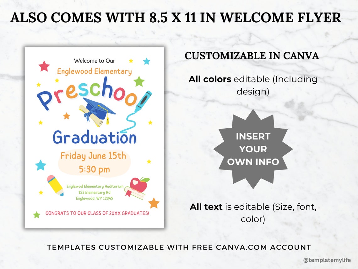 Preschool Graduation Ceremony Program Template Editable Pre-k ...