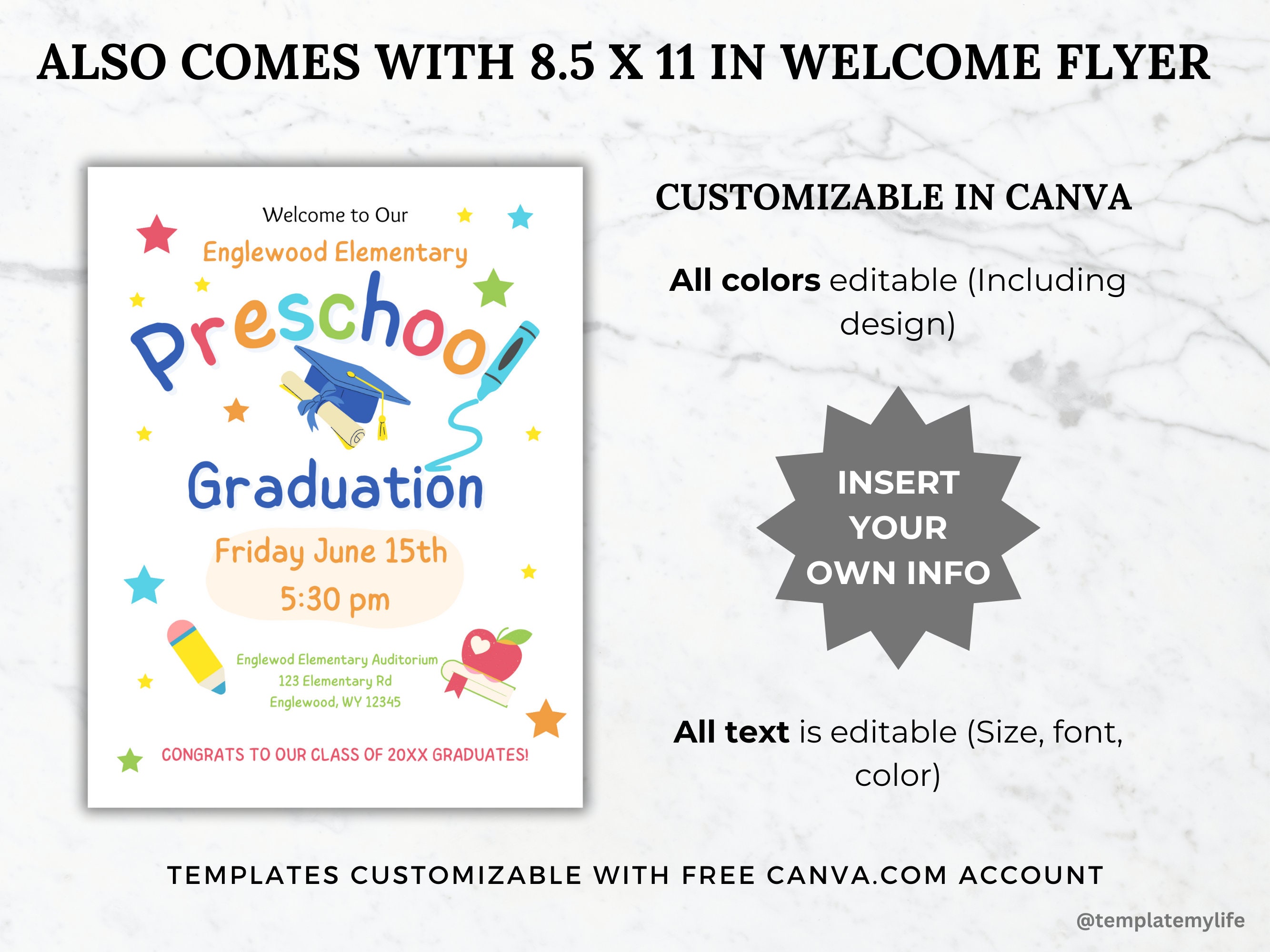Preschool Graduation Ceremony Program Template Editable Pre-k ...