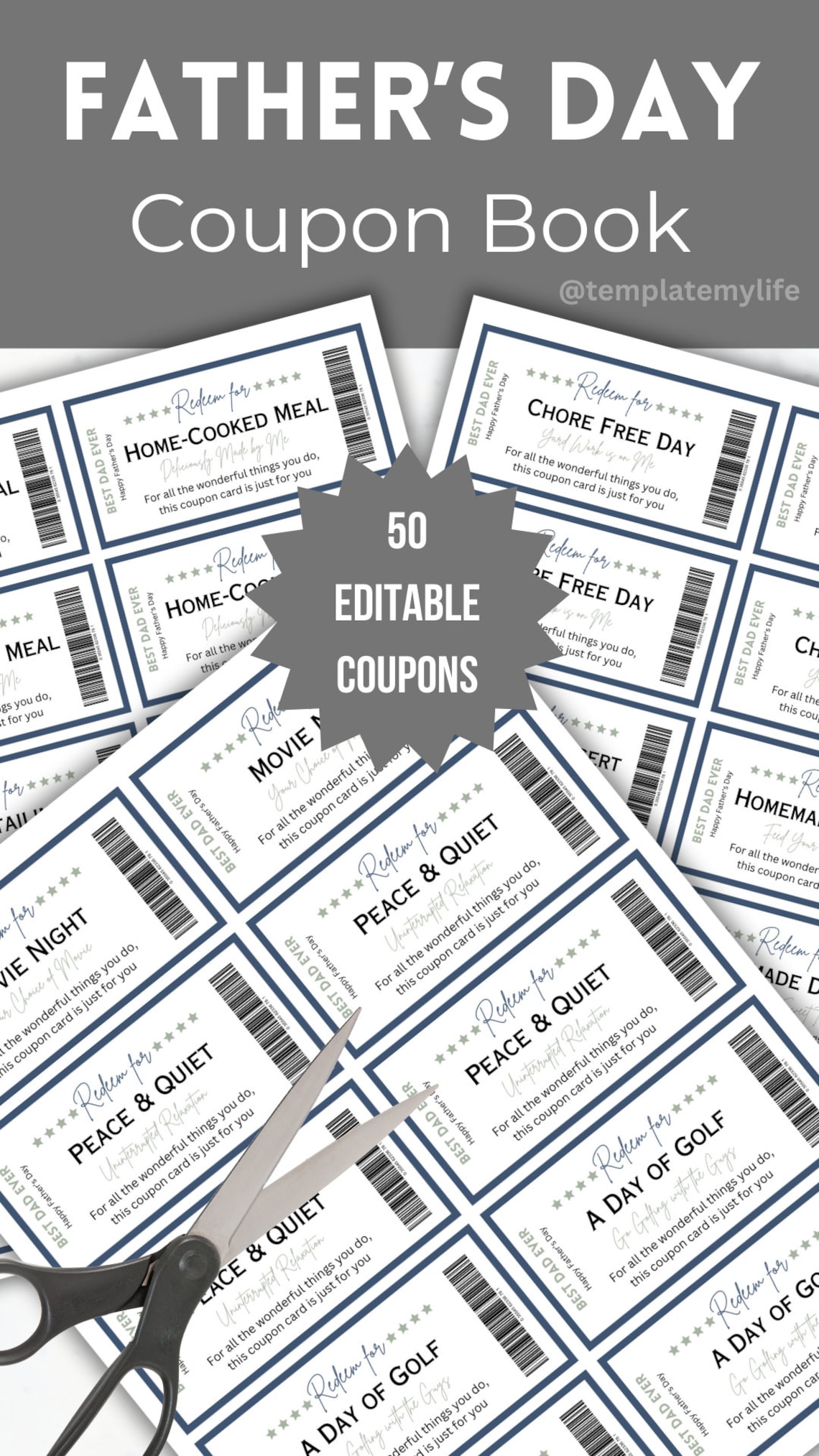Fathers Day Coupon Book Last Minute Gift for Dad Printable Father's Day ...