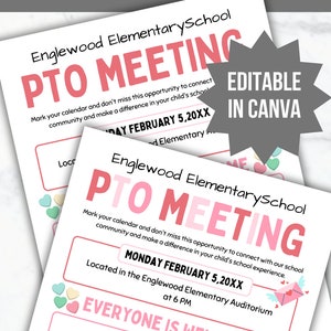 Valentines PTA Meeting Flyer Printable Winter Church Flyer Template Pto ...