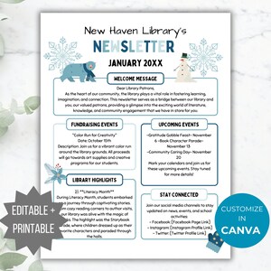 Winter Newsletter Flyer Printable Community Newsletter Flyer Editable ...