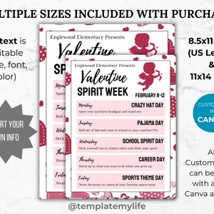 Valentines Spirit Week Flyer Printable Office Spirit Flyer Template ...