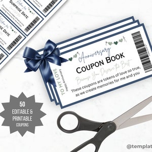 Coupon Book for Him Anniversary Printable Gift Editable Love Coupons ...