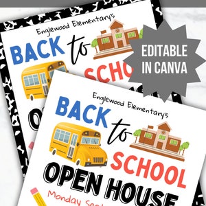 School Open House Invite Template Back to School Open House Night Flyer ...
