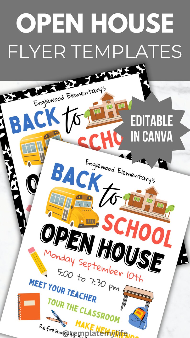 School Open House Invite Template Back to School Open House Night Flyer ...