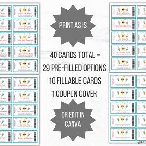 Summer Activities Coupon Book for Kids Birthday Gift Voucher Printable ...