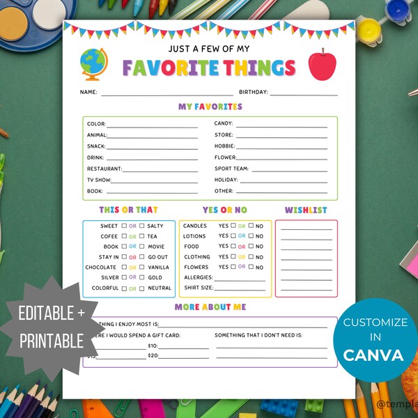 A Few of My Favorite Things Printable - Etsy