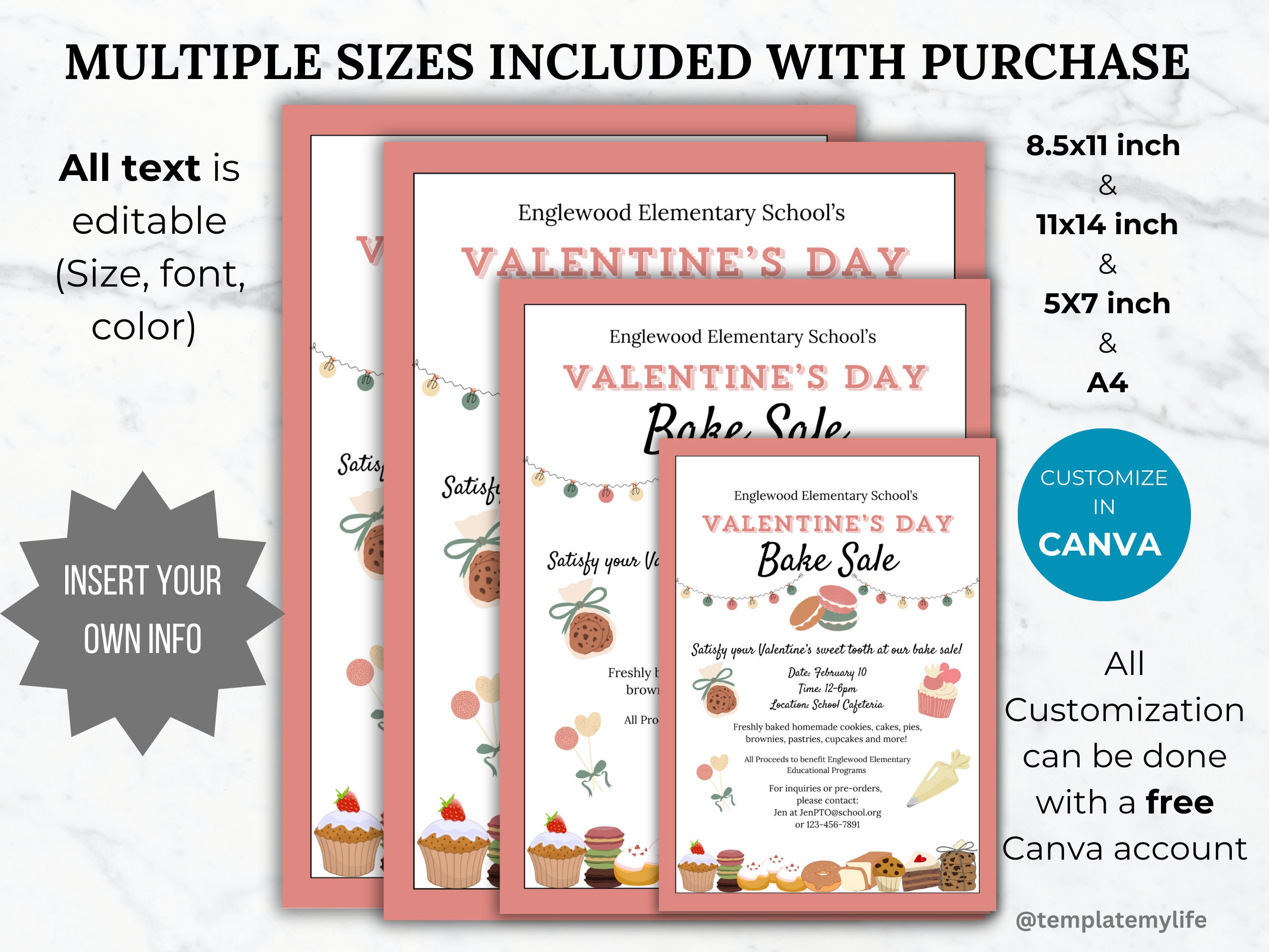 Bake Sale Sign Winter Fundraiser Flyer Valentines Day Bake - Etsy