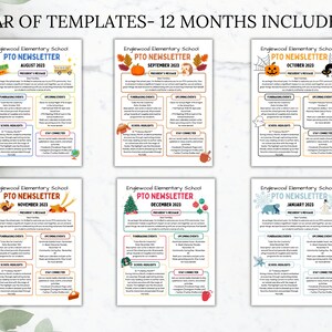 PTA PTO NEWSLETTER Flyer Editable Template Bundle Monthly Classroom ...