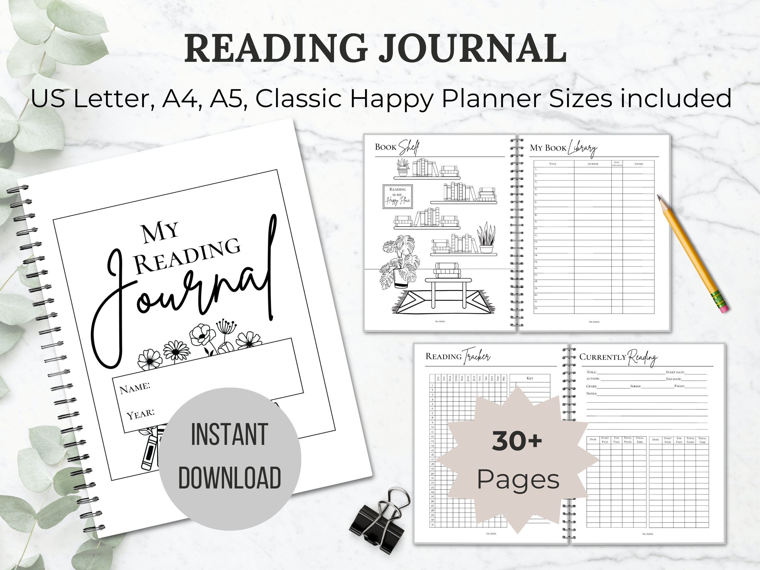 Book Reading Planner Printable Bundle Reading Journal Log Book Reading ...
