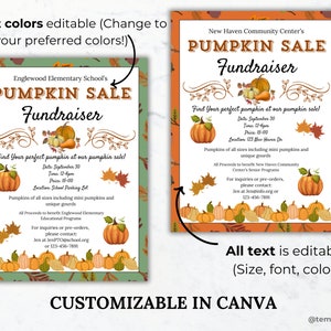 Fall Fundraiser Flyer Editable Template Bundle Bake Sale Printable ...