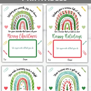 Christmas Teacher Gift Card Holder Printable Teacher Holiday Gift ...
