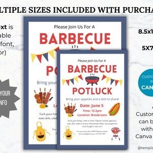 Barbecue Potluck Invitation Template Summer BBQ Potluck Invite Flyer ...