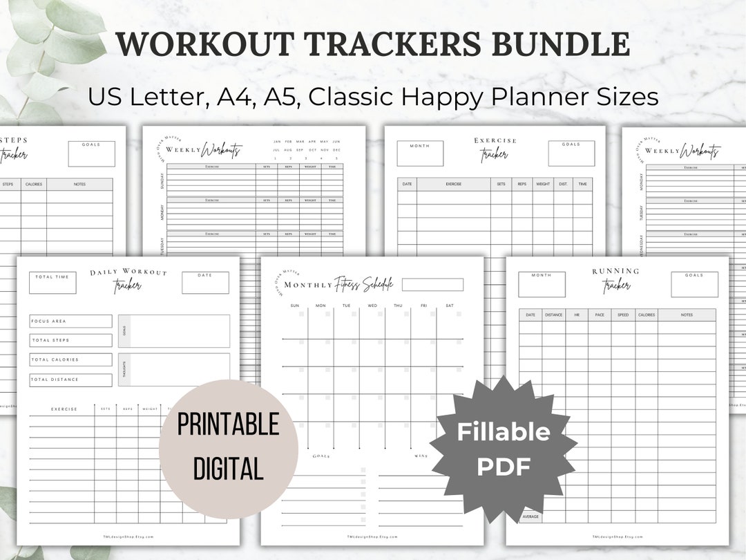 Workout Tracker Fitness Planner Exercise Tracker Fitness Journal ...
