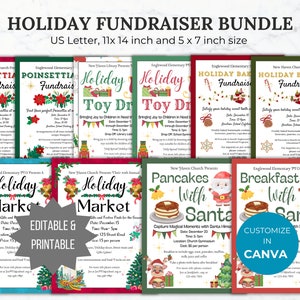 Holiday Fundraiser Flyer Editable Template Bundle Toy Drive Printable ...