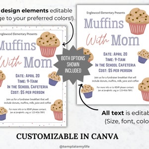 Muffins With Mom Invite Template Mothers Day Brunch Flyer Community ...
