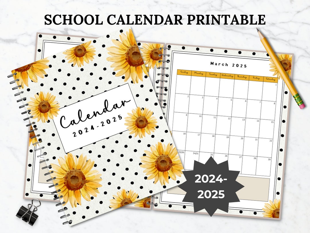 2024-2025 Calendar Floral Teacher Monthly Calendar Printable Back to ...