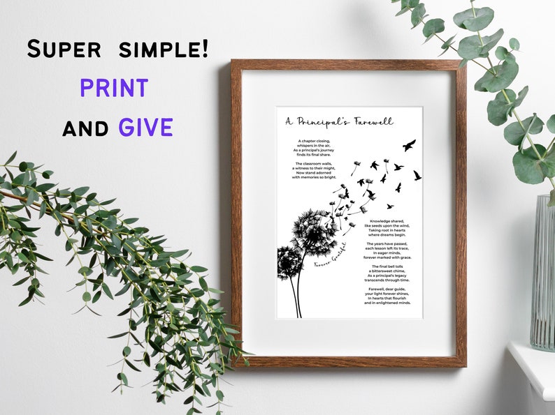 Principal Retirement Gift Printable Retiring Principal Poem - Etsy