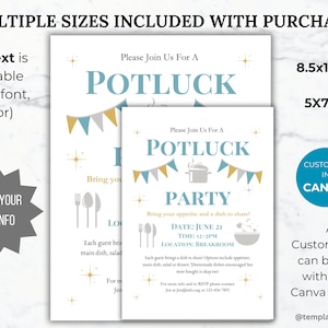 Potluck Invitation Template Editable Potluck Invite Flyer Dinner Party ...