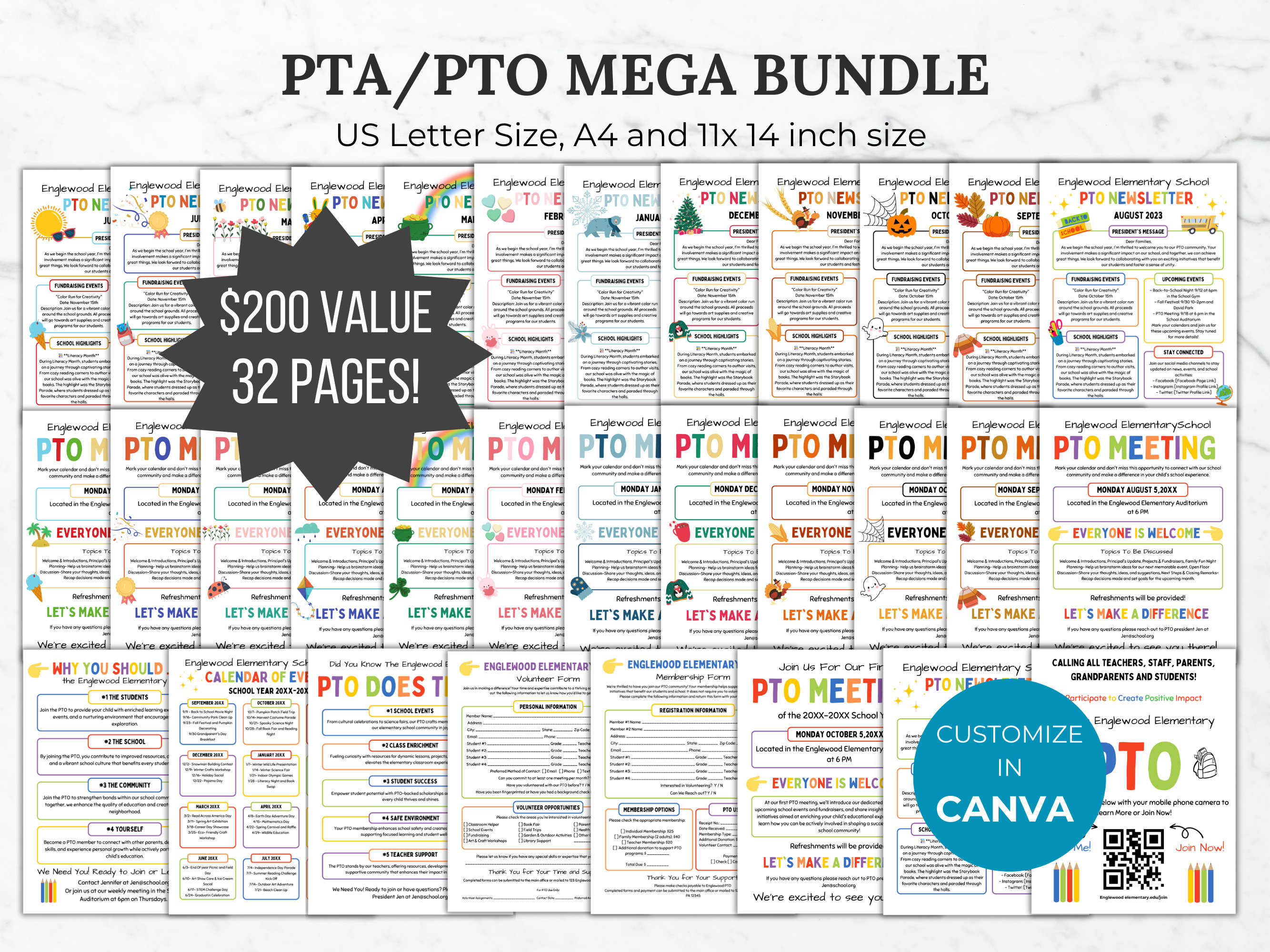 PTA Flyers Bundle Pto Template Pta Newsletter Flyer Editable Pta ...