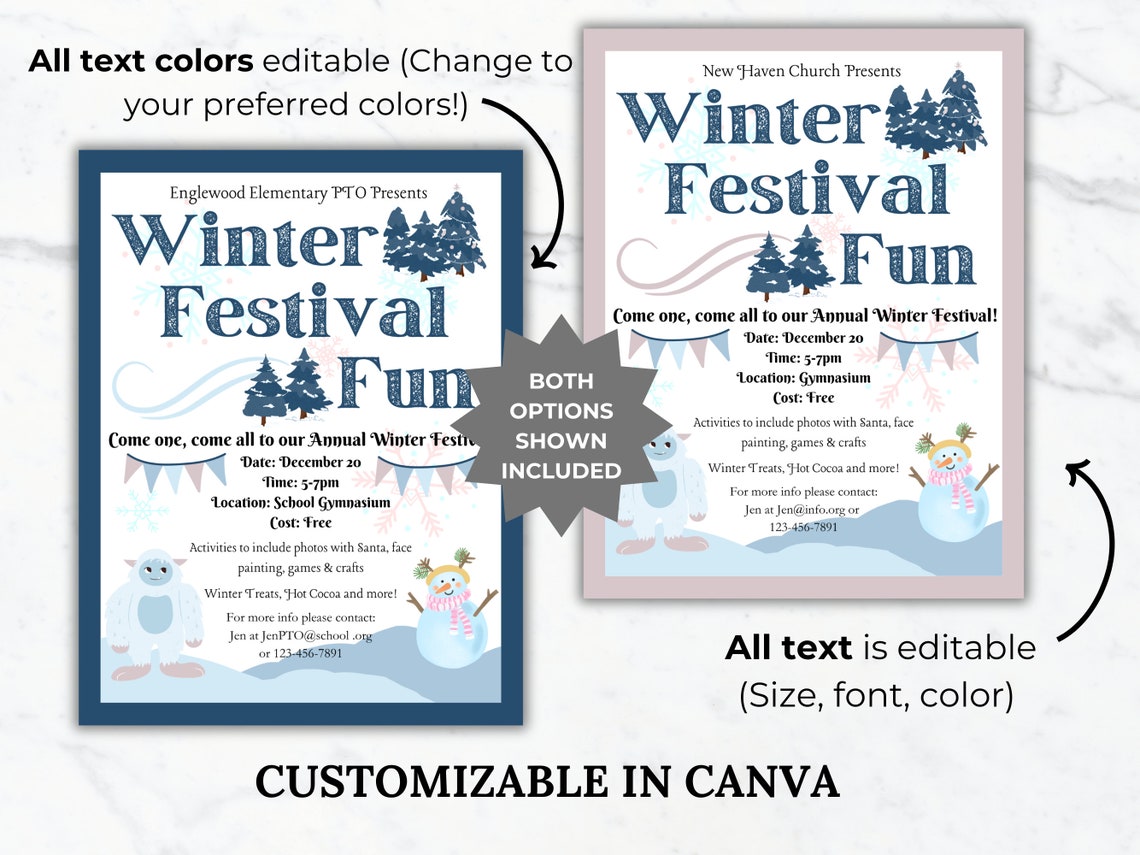 Winter Festival Flyer Invitation PTO Template Holiday Festival ...
