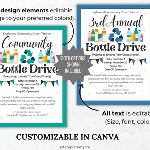 Bottle and Can Drive Fundraiser Flyer Template Church Donation Flyer ...