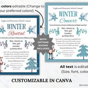 Winter Concert Flyer Template PTO Winter Recital Invitation Church ...