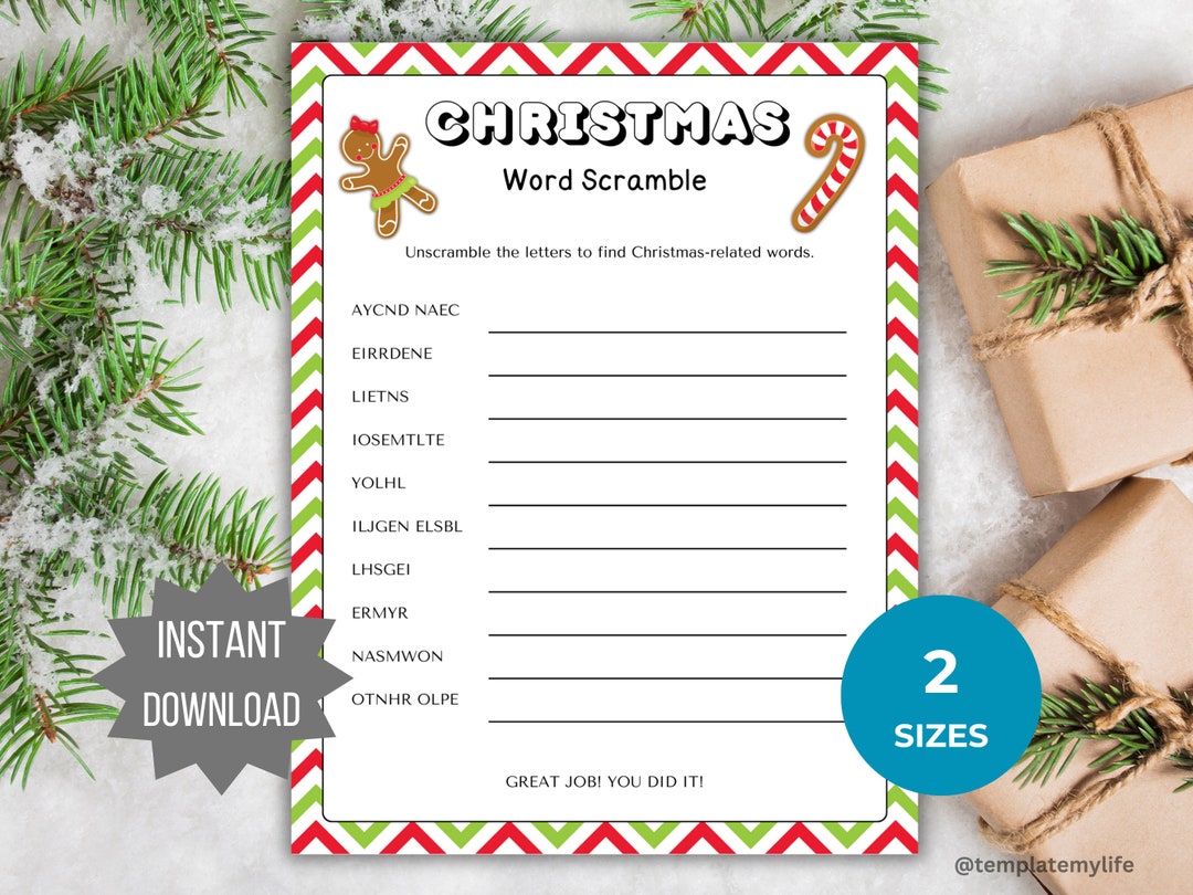 Christmas Word Scramble for Kid Christmas Activity Printable for Family ...