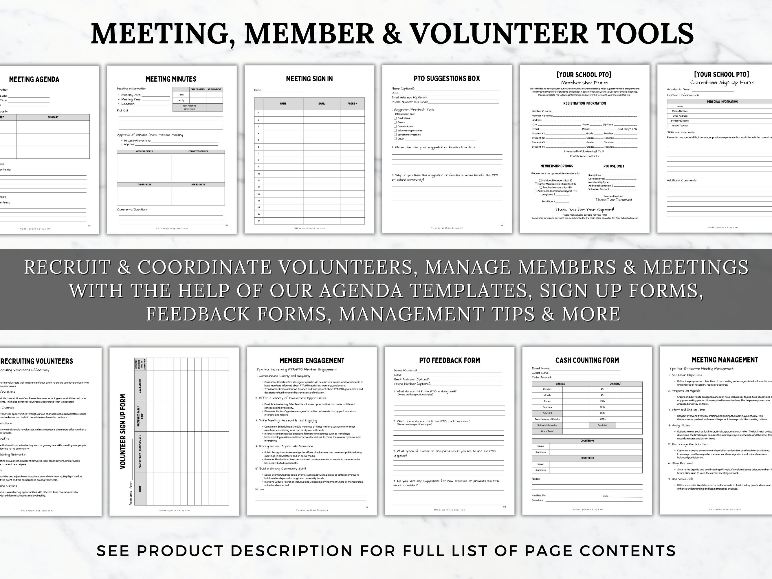 Printable PTA President Planner PTO Template Editable PTA Forms Binder ...