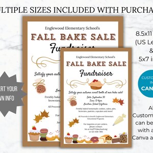 Fall Bake Sale Fundraiser Flyer Template Bake Sale Flyer Editable Fall ...