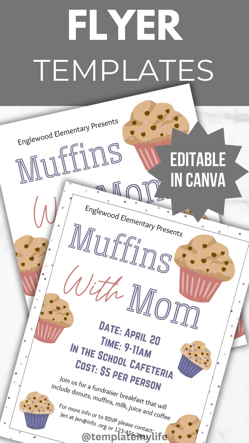 Muffins With Mom Invite Template Mothers Day Brunch Flyer Community ...