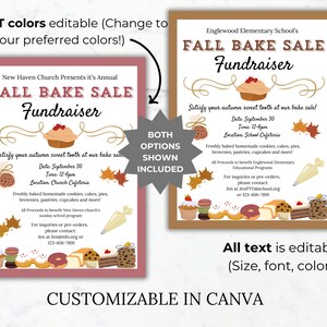 Fall Bake Sale Fundraiser Flyer Template Bake Sale Flyer Editable Fall ...