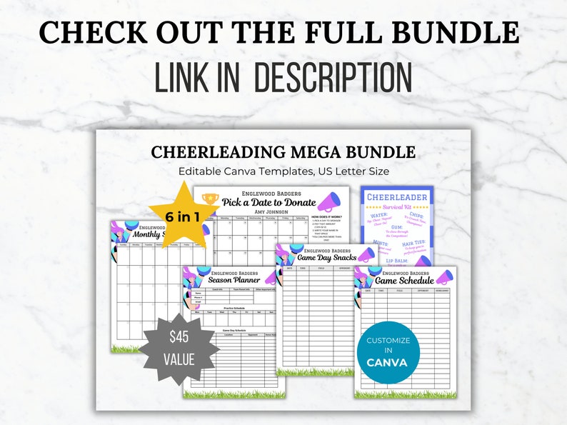 Cheer Season Planner Template Cheer Game Schedule Printable Cheer ...