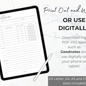 Book Review Bundle Printable Reading Journal Book Series Review Digital ...
