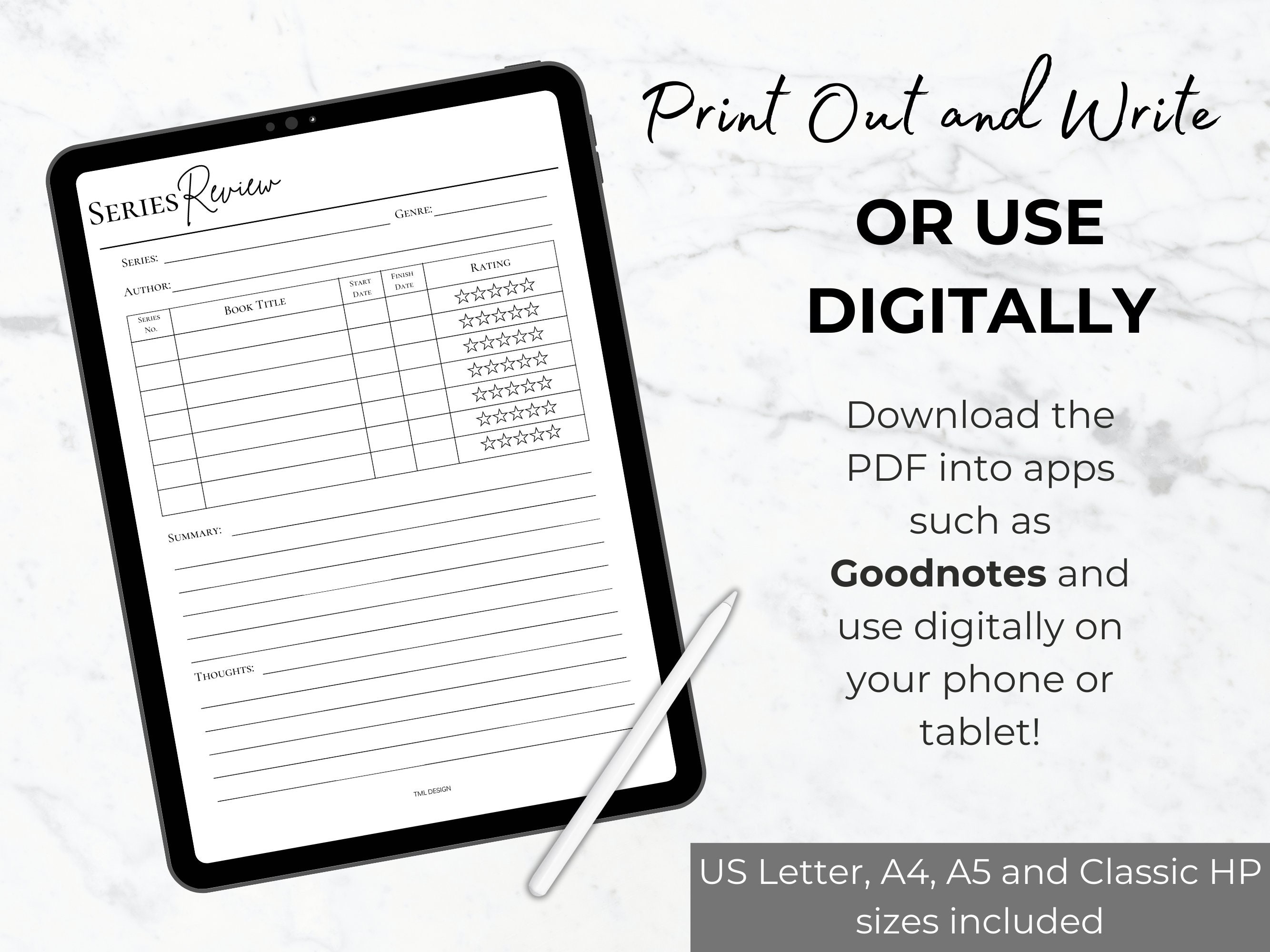 Book Review Bundle Printable Reading Journal Book Series Review Digital ...