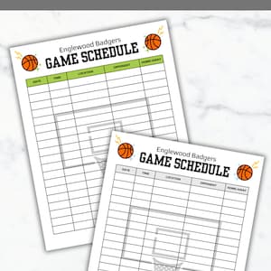 Basketball Game Schedule Template Basketball Sport Calendar Game Day ...