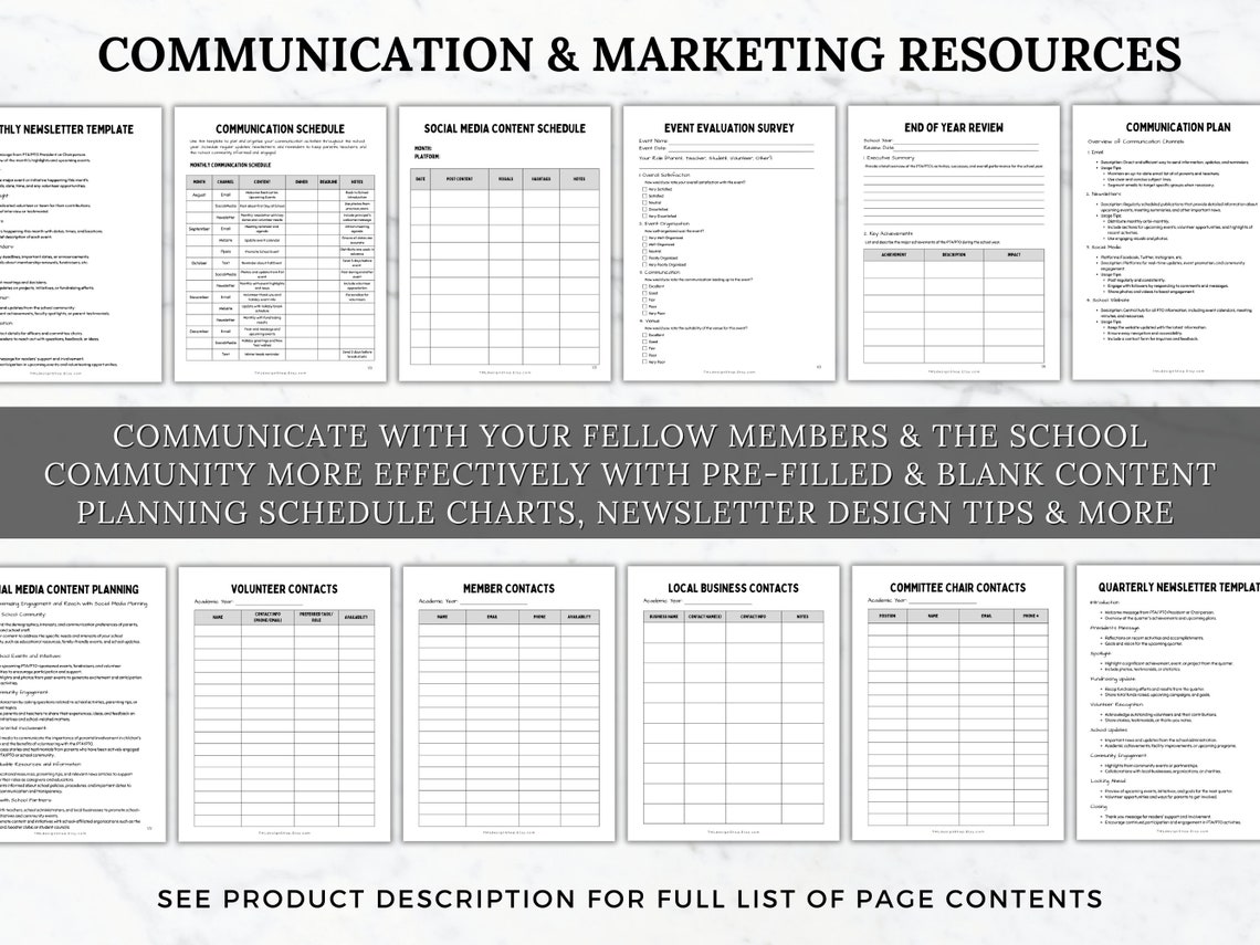 Editable PTO Planner PTA Leader Binder Template PTO Treasurer Forms ...