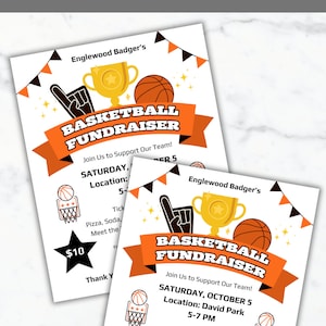 Editable Basketball Fundraiser Flyer Template School Basketball Team ...