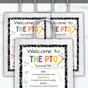 PTA Survival Kit Template Join the PTO Gift Bag Printable Welcome to ...