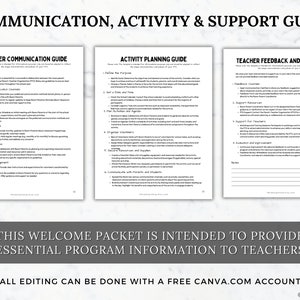 PTA PTO Room Parent Program Teacher Information Packet Template Class ...