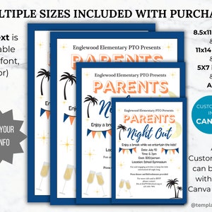 Summer Parents Night Out Flyer Template PTO School Fundraiser PTA Flyer ...