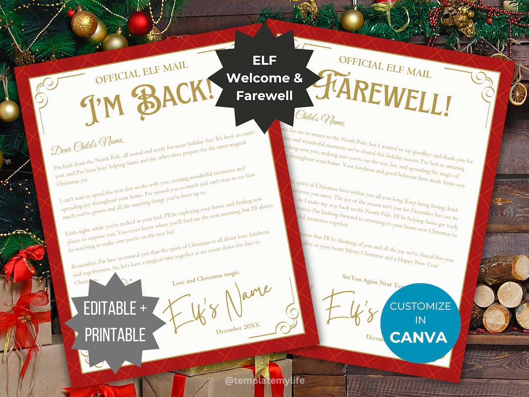 Letter From Elf Printable Christmas Tradition Elf Return Letter North ...