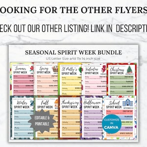 School Spirit Week Flyer PTO Template Back to School Spirit Flyer ...