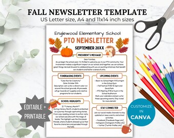 Editable August PTO PTA Newsletter Flyer Printable School - Etsy