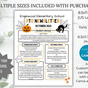 Monthly Pto Pta NEWSLETTER Flyer Printable Community Newsletter ...