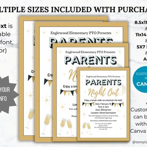 Parents Night Out Flyer Template PTO School Fundraiser PTA Flyer Event ...