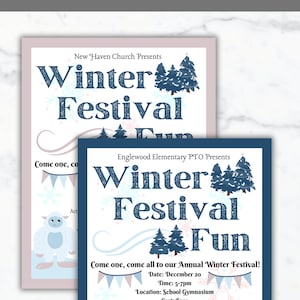 Winter Festival Fundraiser Flyer Invite Template Holiday Charity Event ...