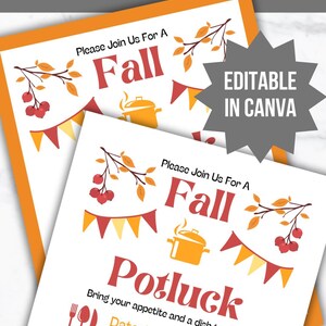 Autumn Potluck Flyer Template Potluck Invitation Flyer Neighborhood ...