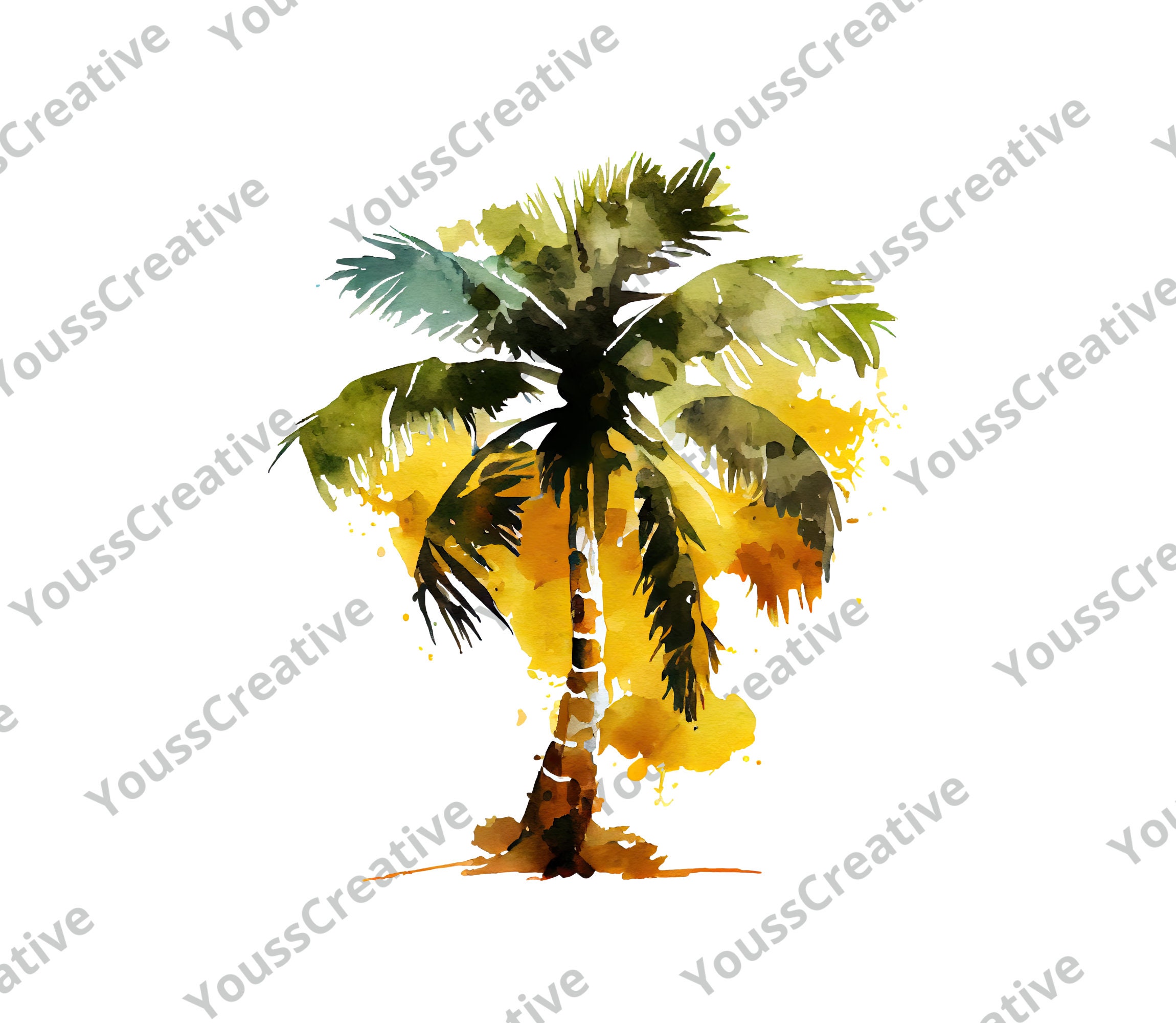 Watercolor Palm Tree Clipart 10 High Quality JPEG and PNG - Etsy